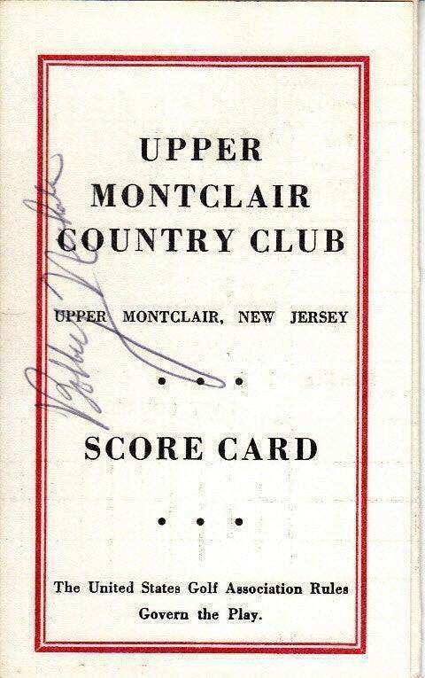 Bobby Nichols signed Upper Montclair Country Club scorecard