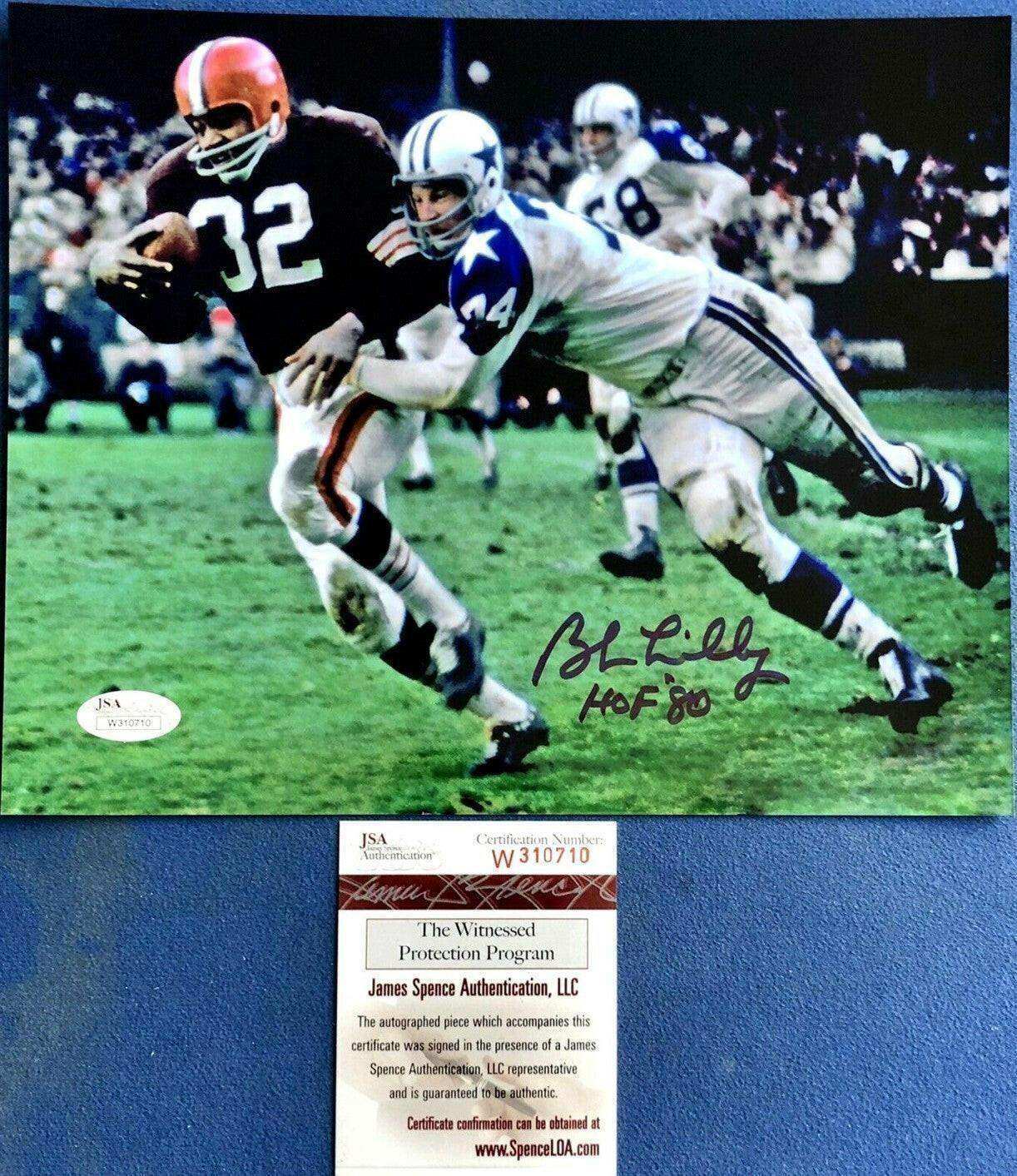 Bob Lilly signed Dallas Cowboys 8x10 photo with HOF 80 JSA
