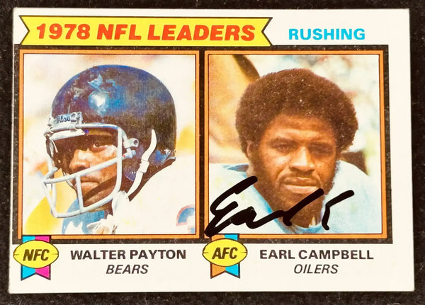 Earl Campbell signed Houston Oilers 1979 Topps Leaders card