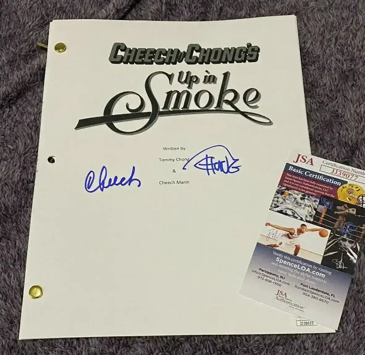 Cheech Marin & Tommy Chong autographed Up In Smoke movie script JSA ...