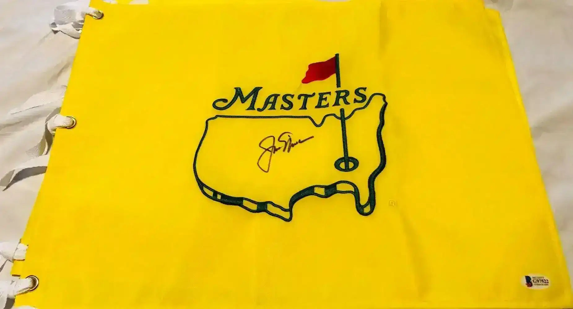 Jack Nicklaus autographed Masters undated golf pin flag BAS