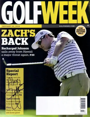 Zach Johnson autographed 2009 Golfweek magazine (to Alex)