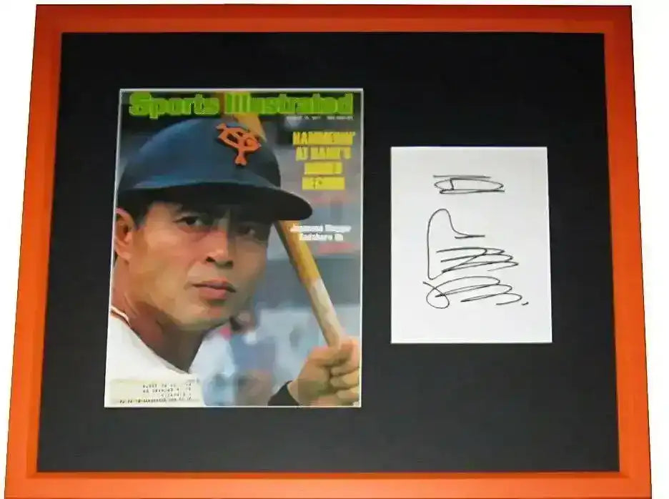 Sadaharu Oh signed shikishi board framed 1977 SI cover JSA