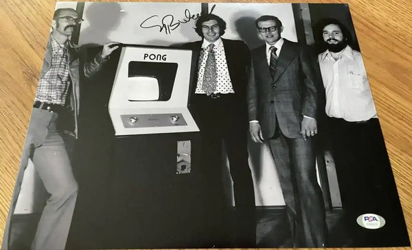 Nolan Bushnell signed Atari Pong video game 11x14 photo PSA