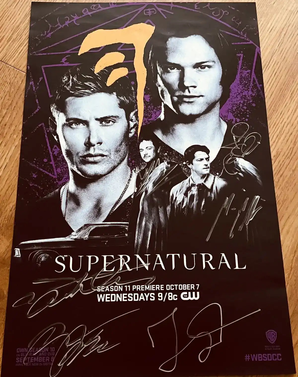 Supernatural cast autographed 2015 Comic-Con poster Jensen Ackles Jare