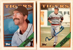 Tom Brookens Mike Heath signed Tigers 1988 Topps cards