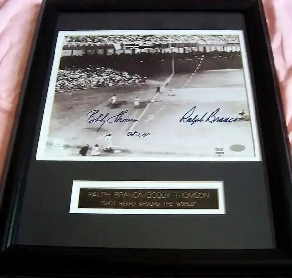 Bobby Thomson & Ralph Branca signed Shot Heard 8x10 framed