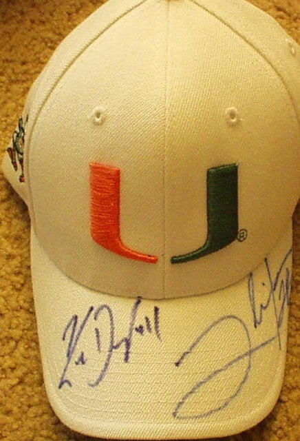 Clinton Portis and Ken Dorsey autographed Miami Hurricanes cap or hat