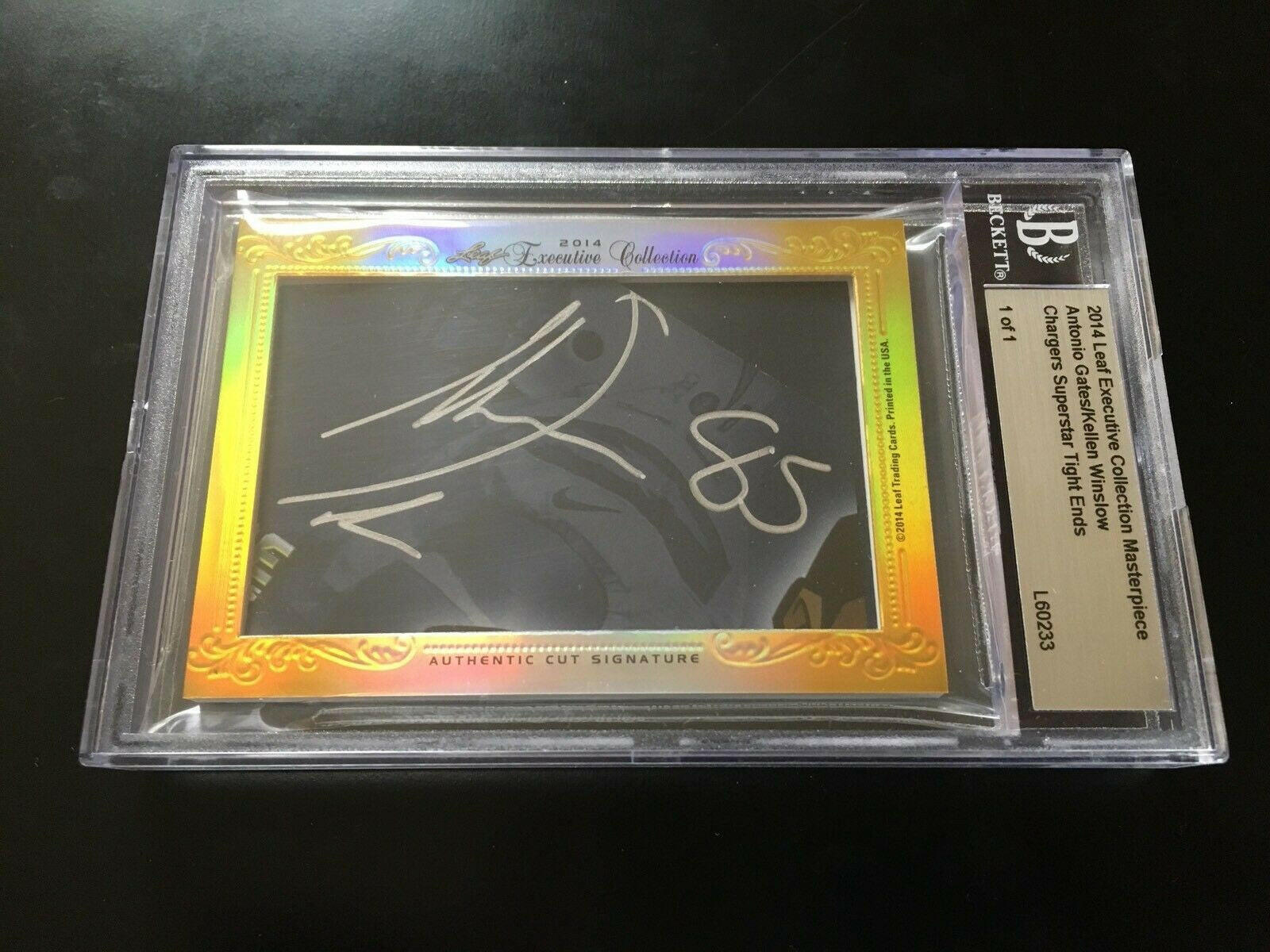 Antonio Gates and Kellen Winslow 2014 Leaf Masterpiece Cut Signature ...